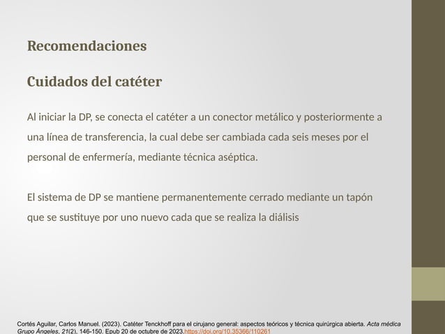 técnica de colocación de cateter Tenckhoff | PPTX