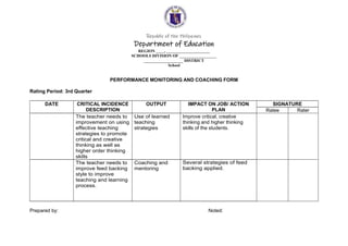 2. PMCF TEMPLATE(critical thinking) (1).docx | Education