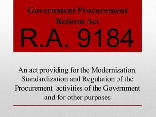 CIVIL ENGINEERING LAW CODE AND ETHICS RA 9184 GROUP 2 | PPTX