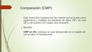 Comparación, pruebas y saltos en ensamblador | PPTX