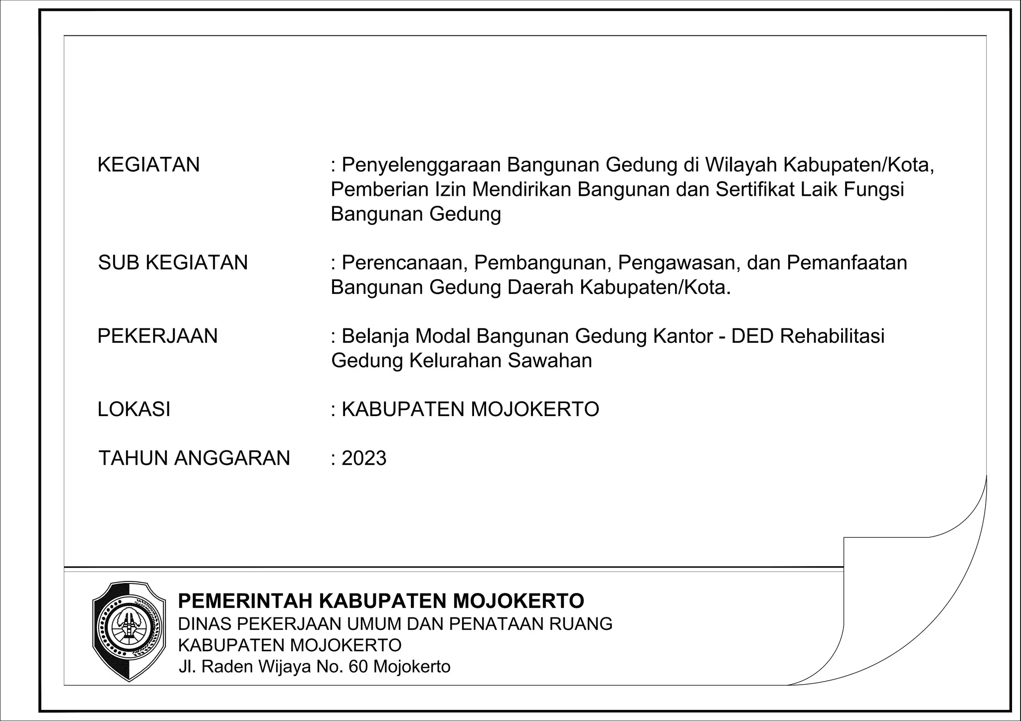 Gambar Kerja Lengkap DED KELURAHAN SAWAHAN 2024 | PDF