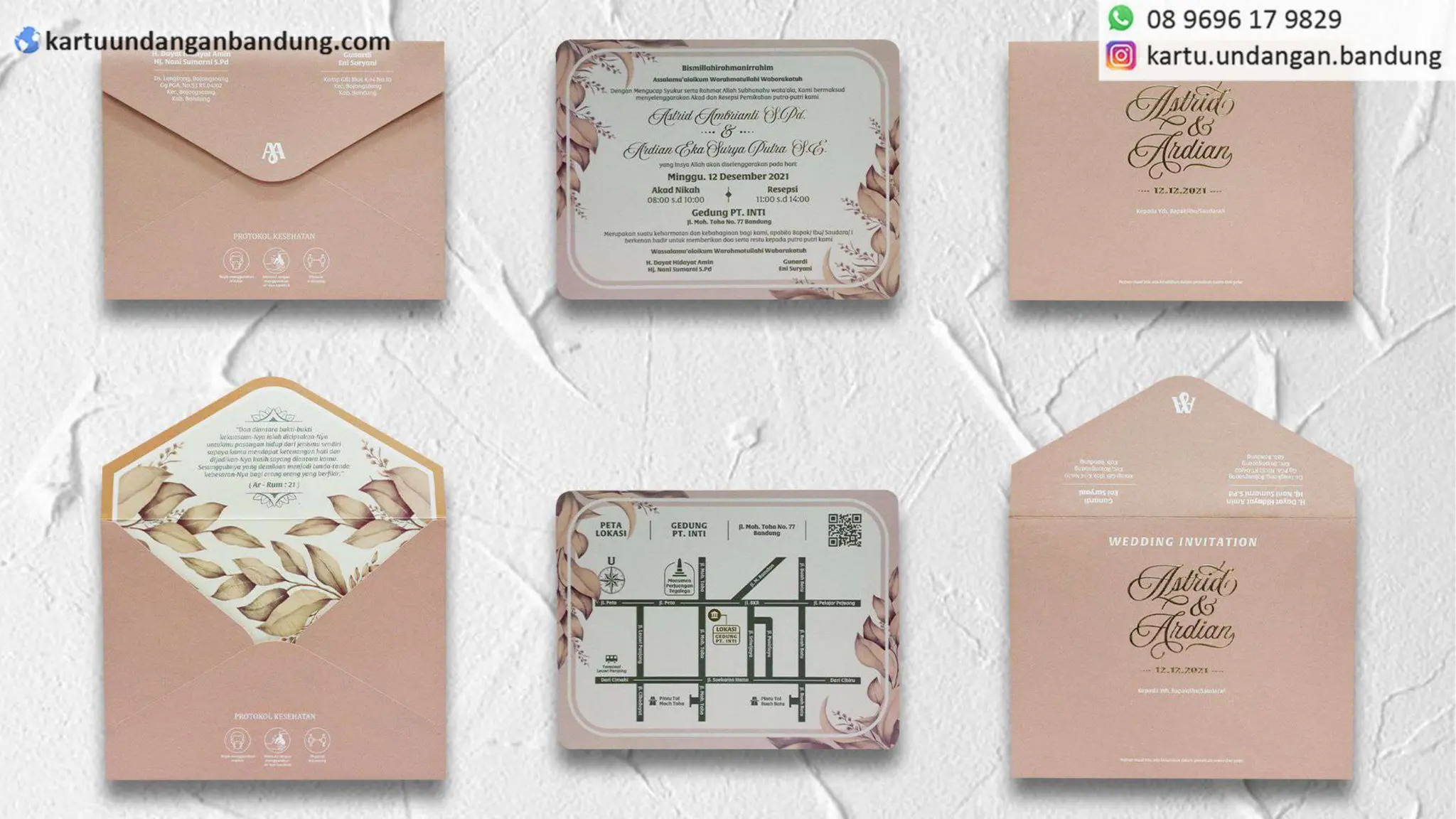 Kartu Undangan Softcover + Amplop Soft Pink Peanut Flower | PDF