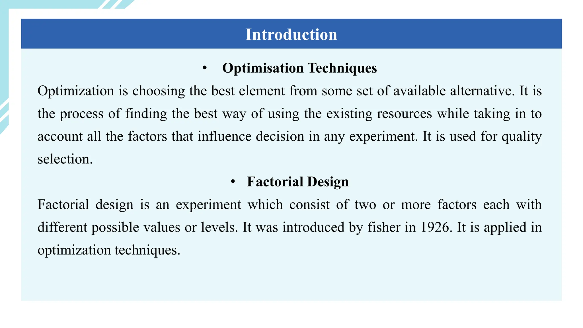 Factorial Design (M. Pharmacy- 1st Semester) | PPTX