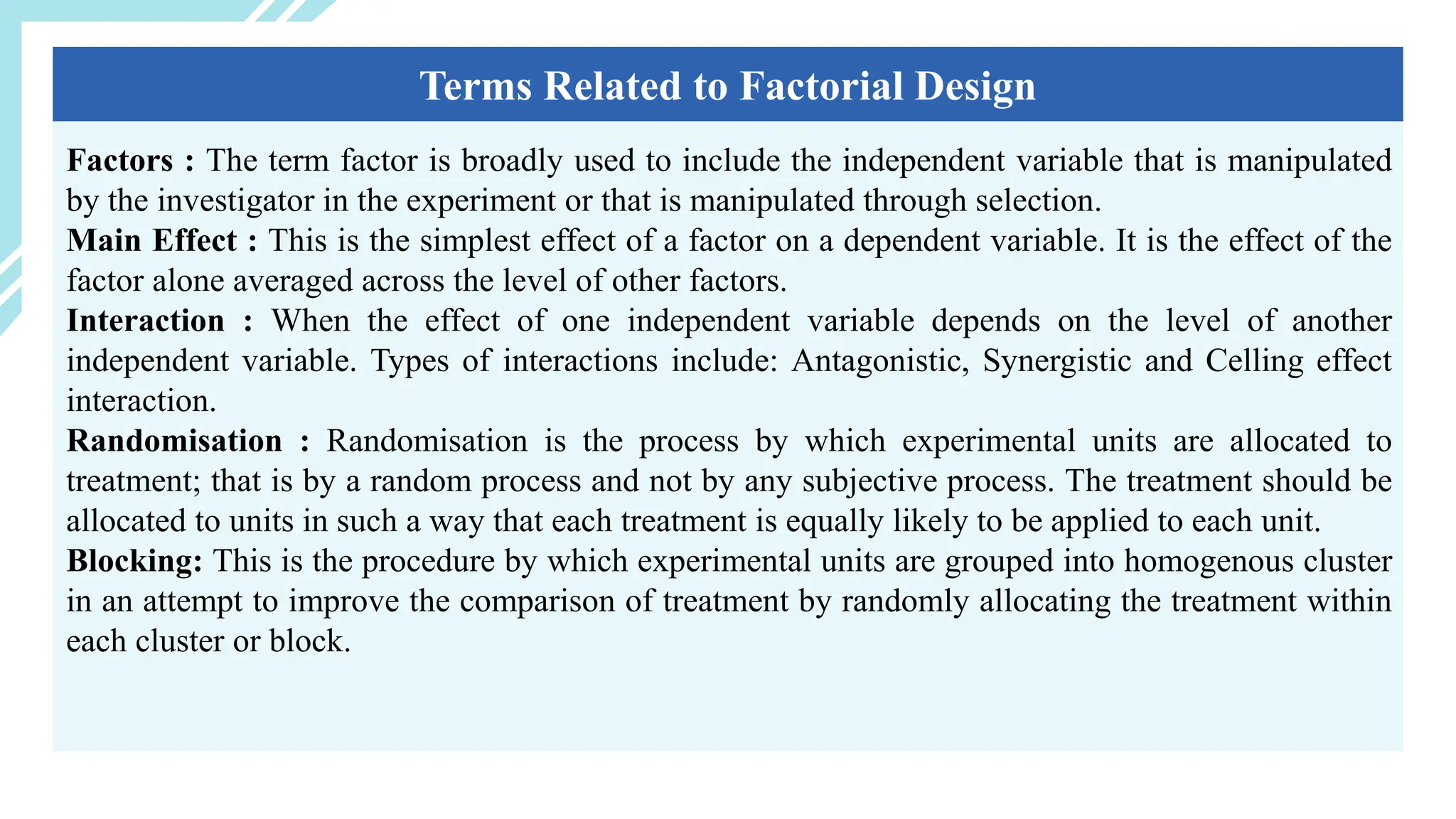 Factorial Design (M. Pharmacy- 1st Semester) | PPTX