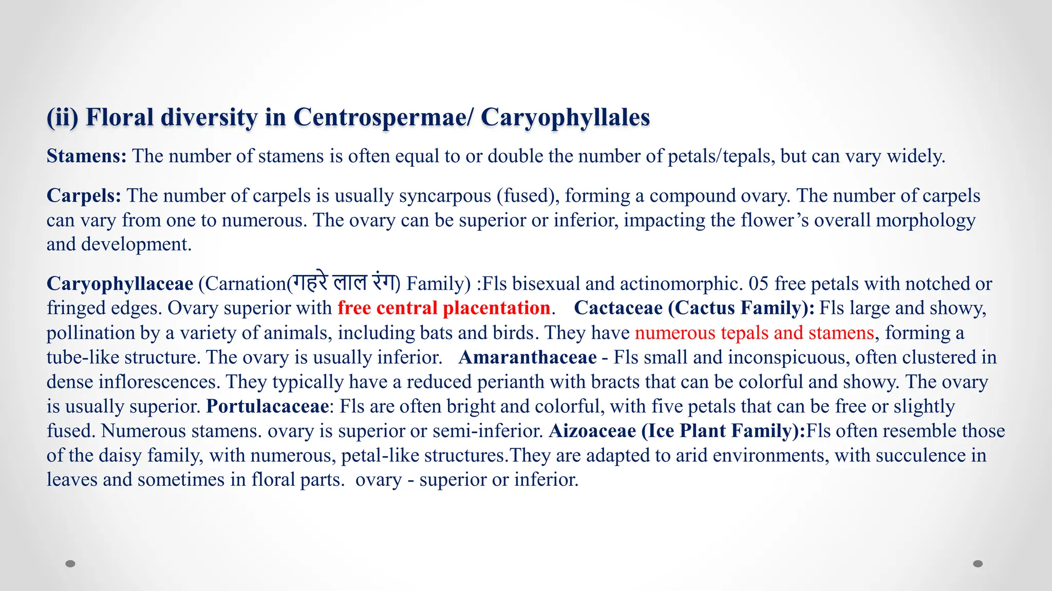 Centrospermae : Salient features, floral & families diversity, and ...