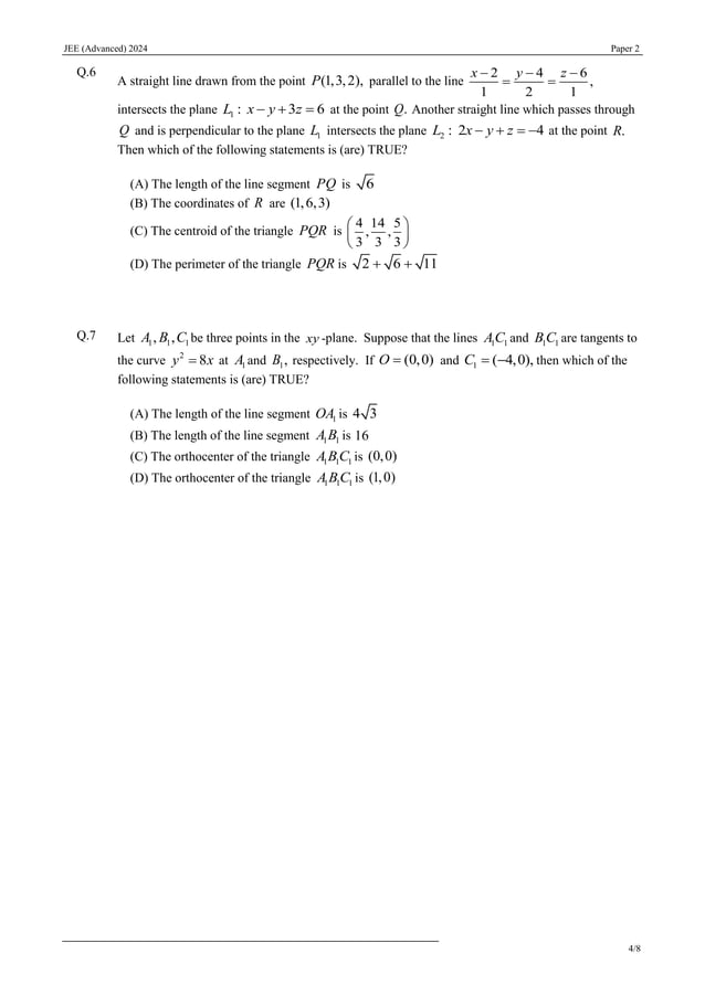 JEE1_This_section_contains_FOUR_ questions | PDF | Free Download