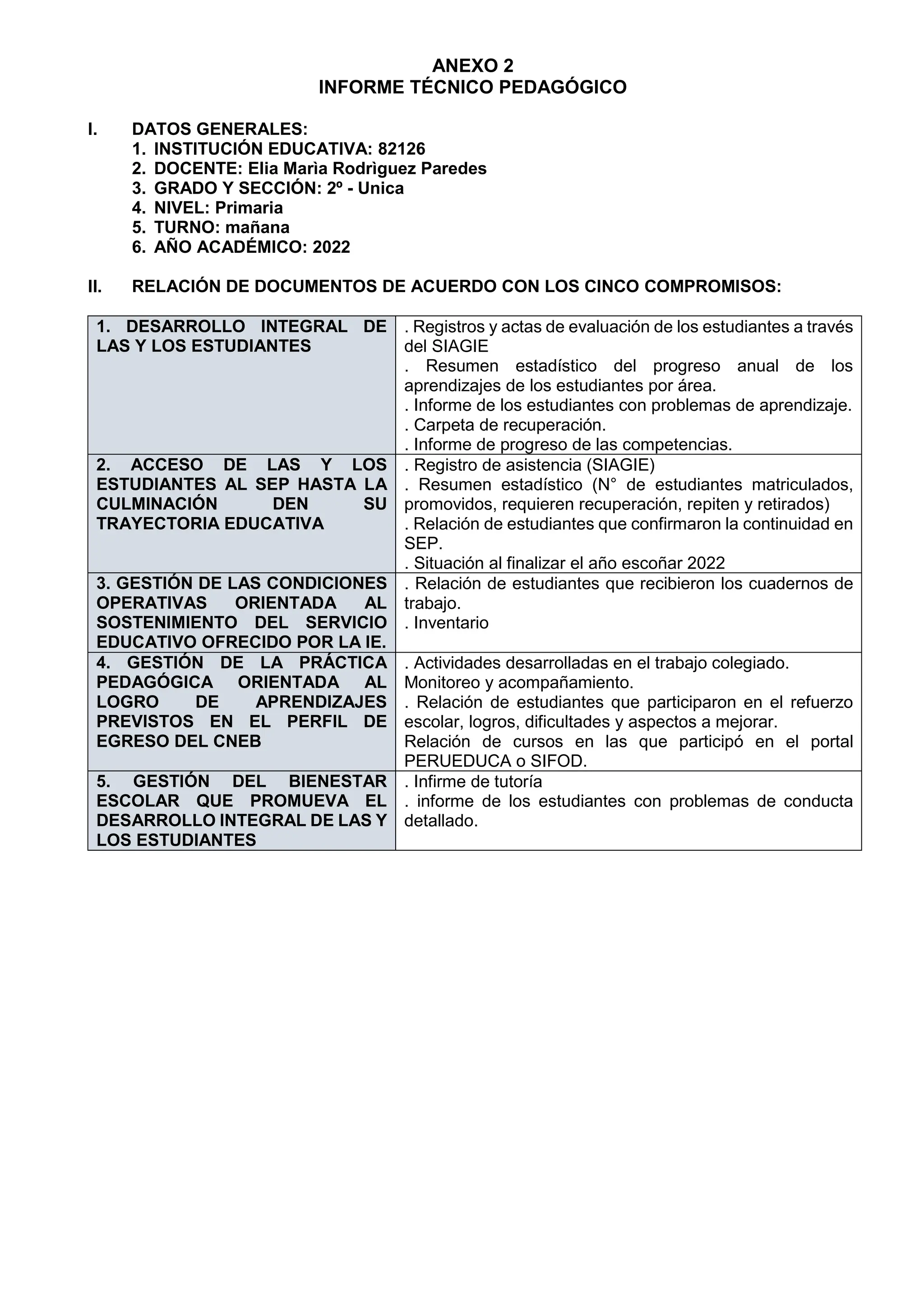 2. RESUMEN ESTADISTICO 2022 de la educación primaria | DOCX