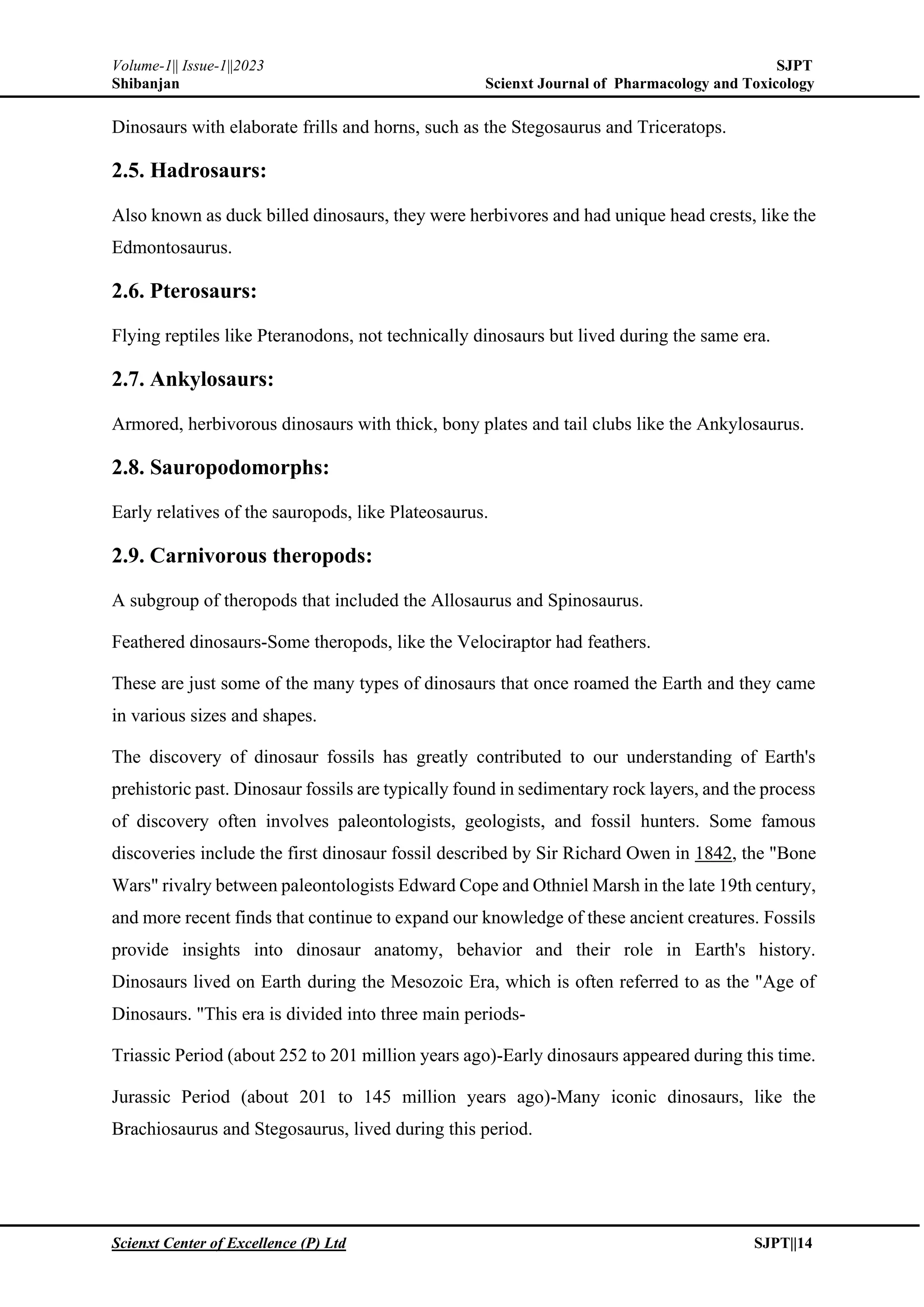 The birth of dinosaurs and human beings on earth | PDF