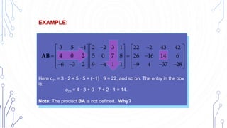 2. Introduction to Matrices, Matrix Multiplication, Laws of Transposition, Some Special Matrices ...