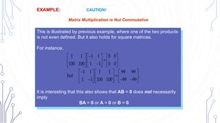 2. Introduction to Matrices, Matrix Multiplication, Laws of Transposition, Some Special Matrices ...