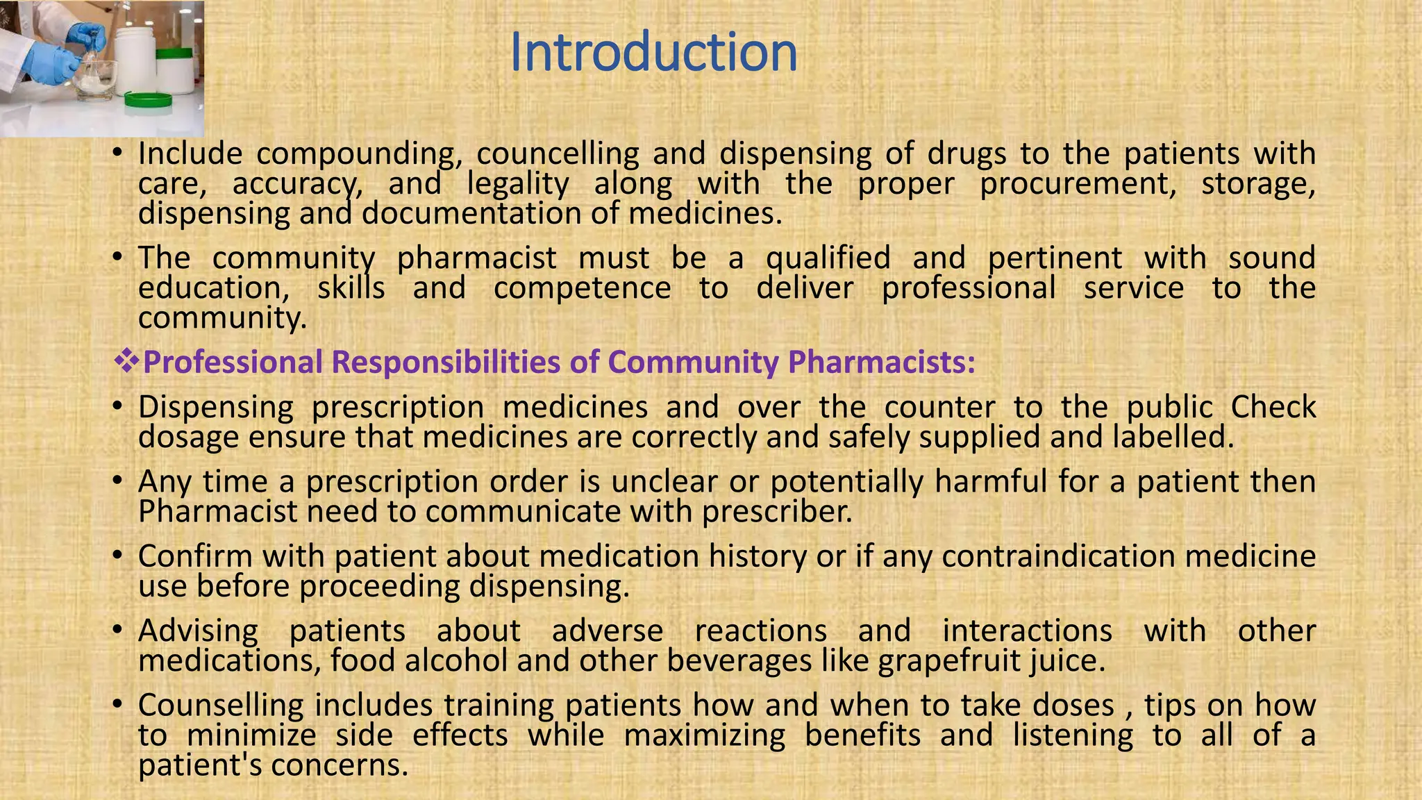2. Professional responsibilities of community Pharmacists.pptx