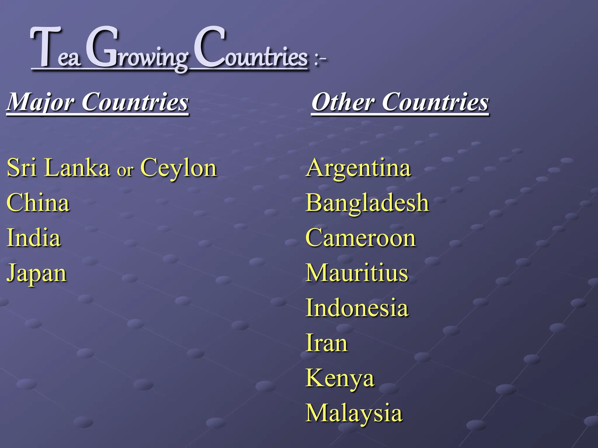 Tea - Types of Teas, Growth and Availability | PPT