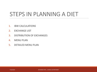 Menu Planning in clinical nutrition with exchange list | PPTX