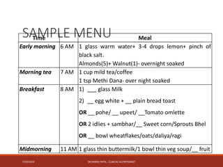 Menu Planning in clinical nutrition with exchange list | PPTX