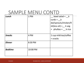 Menu Planning in clinical nutrition with exchange list | PPTX