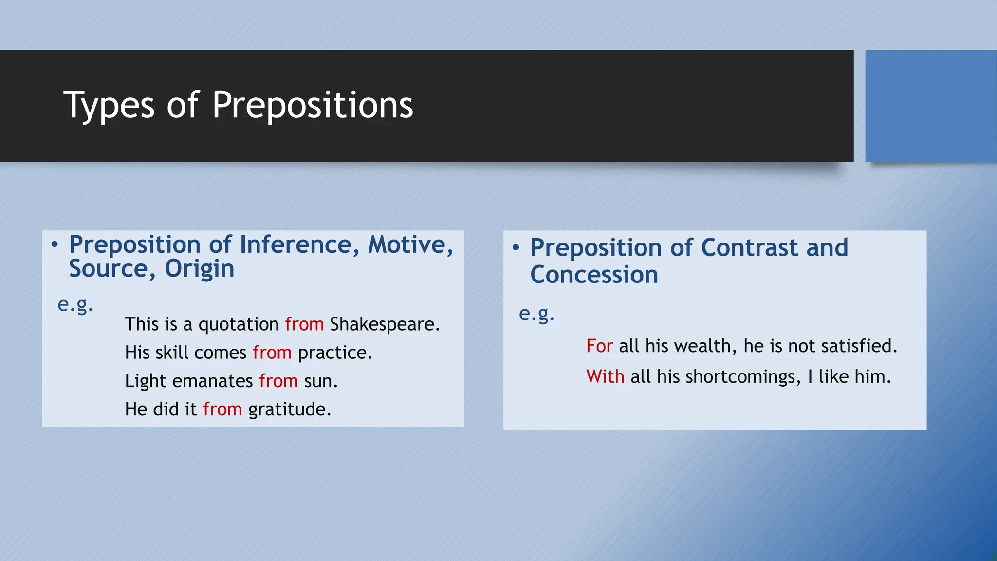 2. Prepositions English Grammar basic learning | PPTX