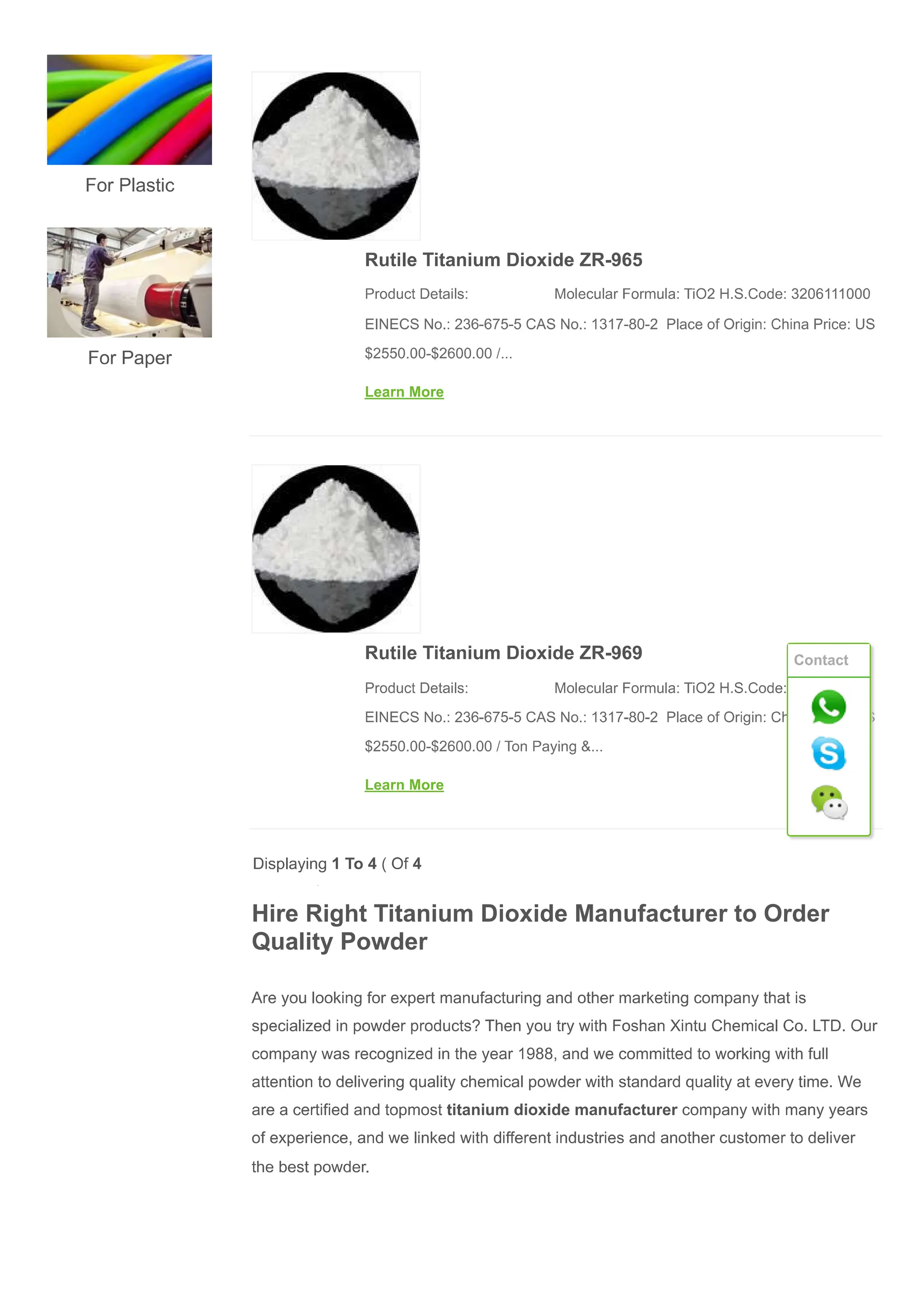 Titanium Dioxide Manufacturers & Suppliers in China - Xintu Chemical | PDF