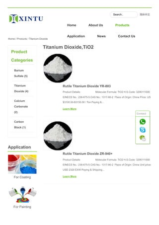 Titanium Dioxide Manufacturers & Suppliers in China - Xintu Chemical | PDF