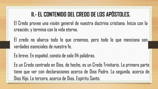 2.- EL CREDO DE LOS APÓSTOLES-DOCTRINA BASICA | PPTX