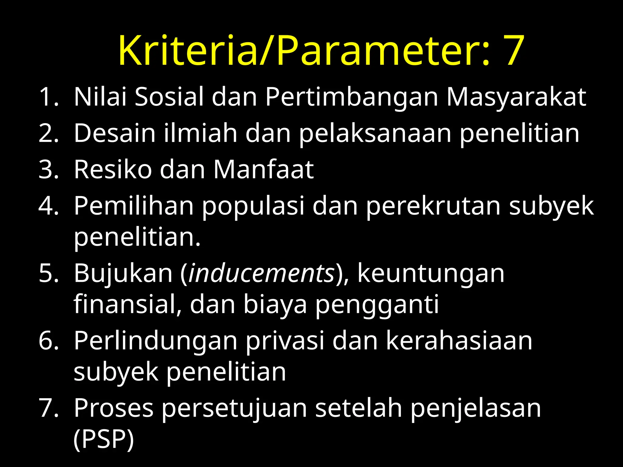 2. Standar 7 parameter power point format | PPT