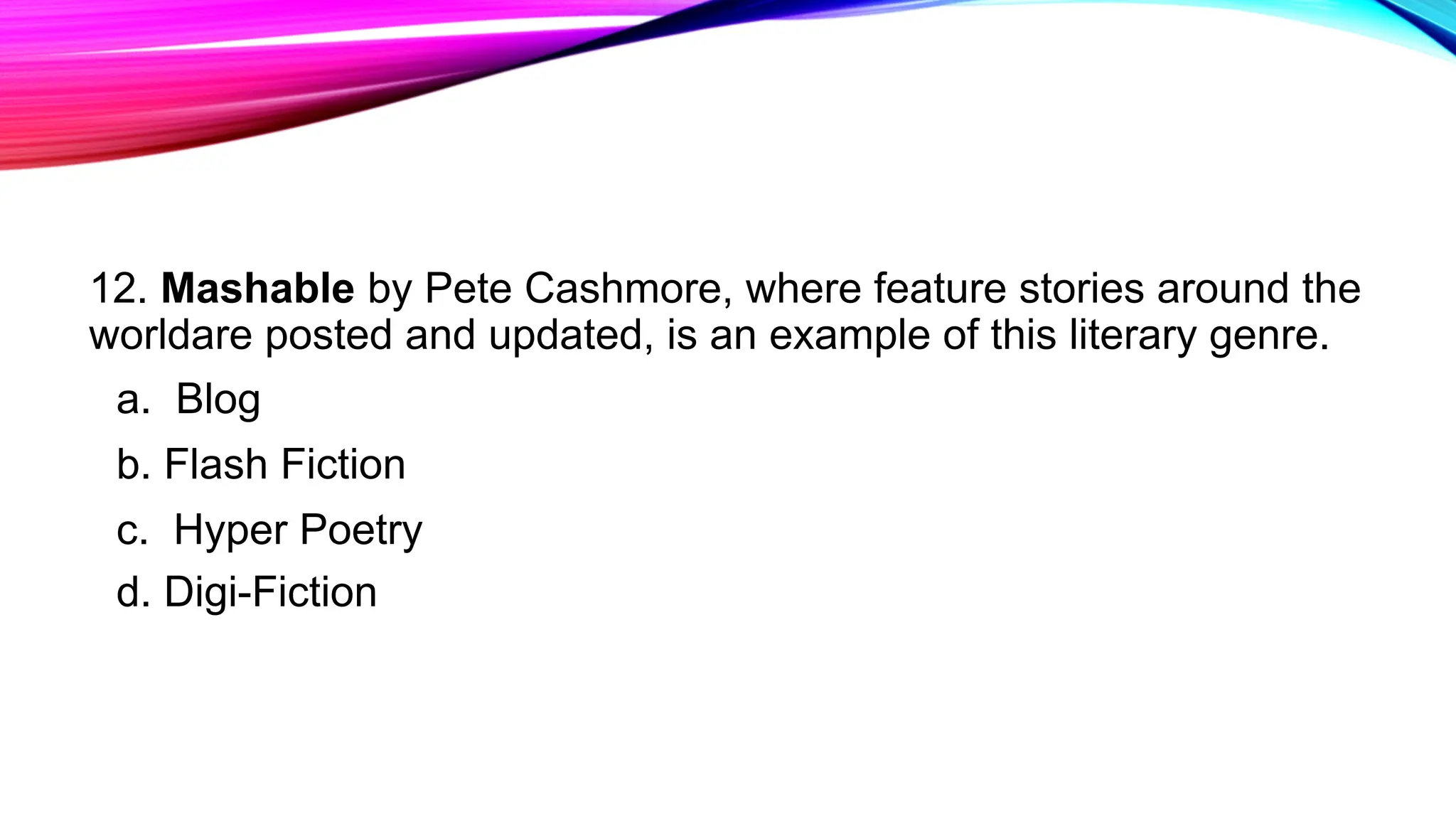 21st Century Literature Grade 12 Subject | PPTX