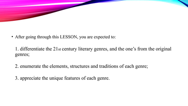 21st Century Literature Grade 12 Subject | PPTX | Genres