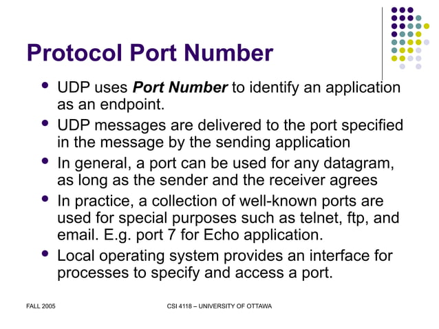 UDP protocol description in computer network | PPT | Computer Networking | Computing