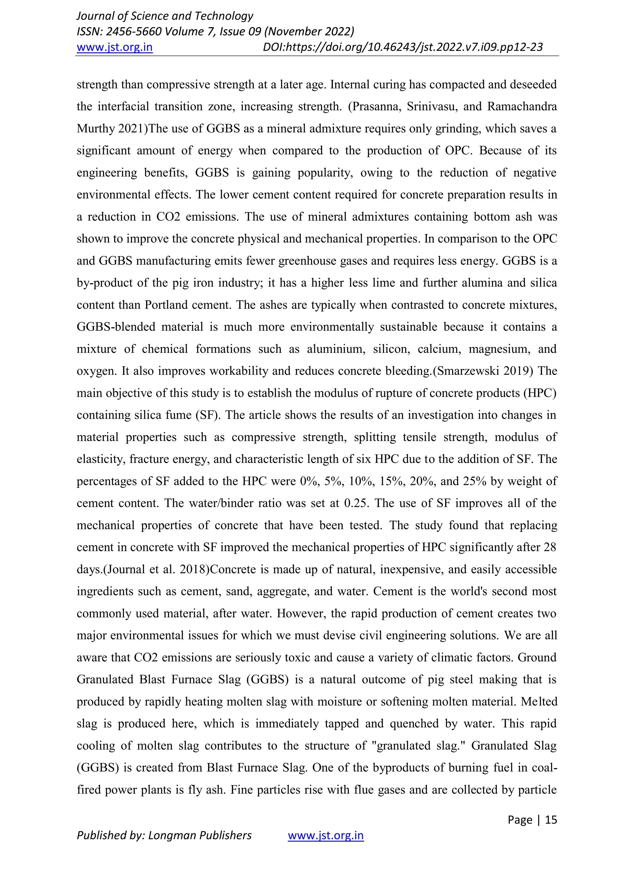 Application of Ground Granulated Blast Furnace Slag (GGBS) In High ...