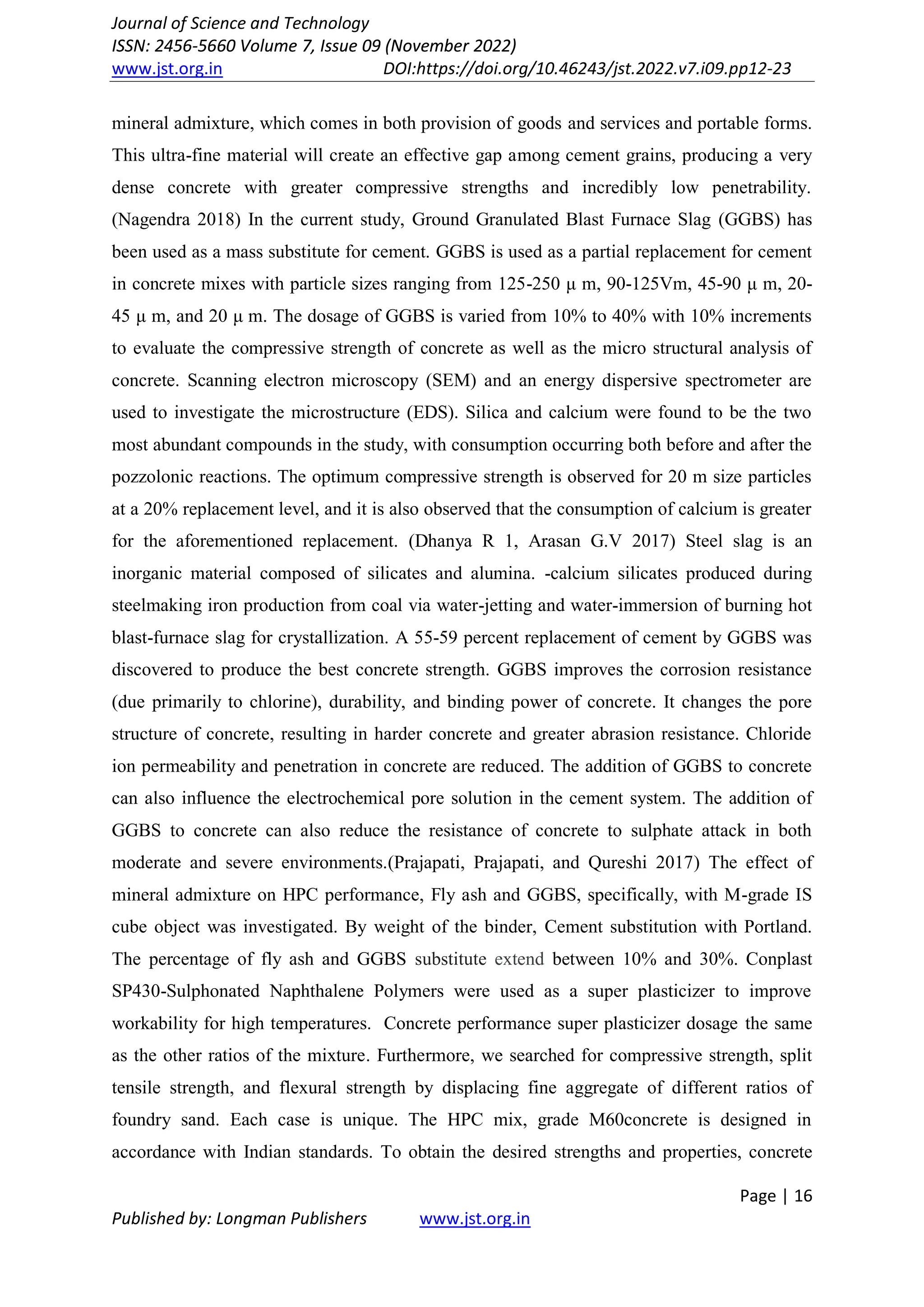 Application of Ground Granulated Blast Furnace Slag (GGBS) In High ...