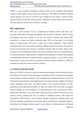 Application of Ground Granulated Blast Furnace Slag (GGBS) In High ...