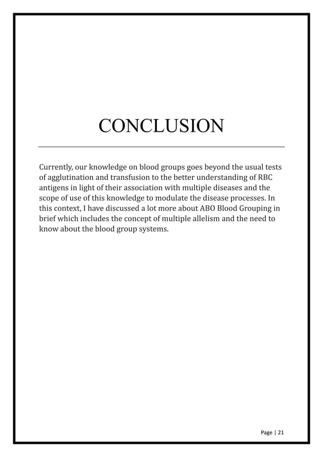 ABO Blood Grouping Biology Investigatory Project Class XII(12) | PDF ...