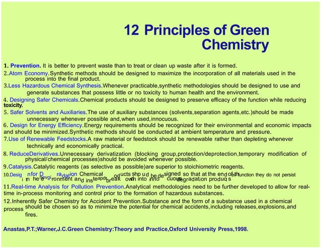 Principlr of green Chemistry 12th principle | PPT