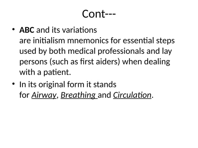 Airway Breathing CirculationABC (medicine).pptx | First Aid | Injuries