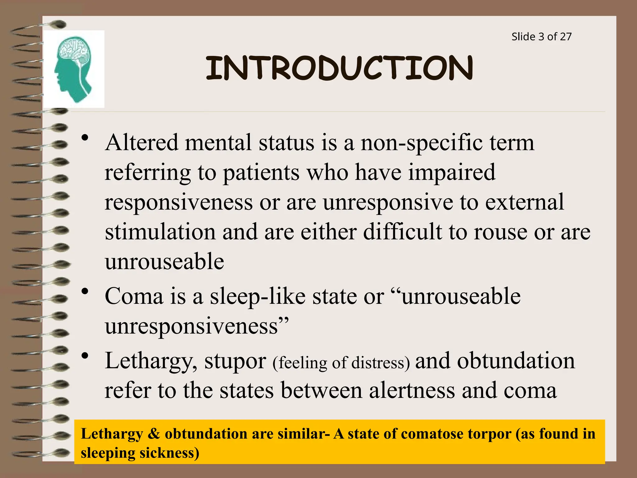 ALTERED MENTAL STATUS & COMA. Medical students | PPTX