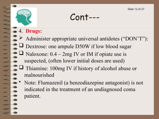 ALTERED MENTAL STATUS & COMA. Medical students | PPTX