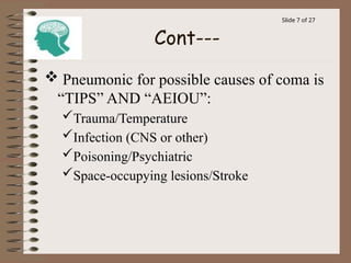 ALTERED MENTAL STATUS & COMA. Medical students | PPTX