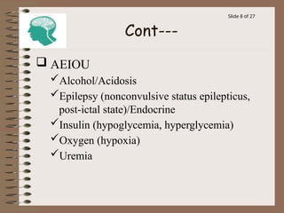 ALTERED MENTAL STATUS & COMA. Medical students | PPTX