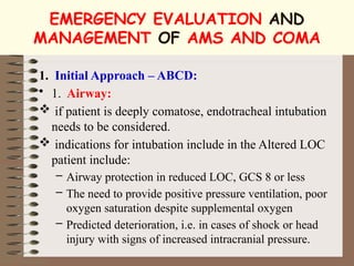 ALTERED MENTAL STATUS & COMA. Medical students | PPTX