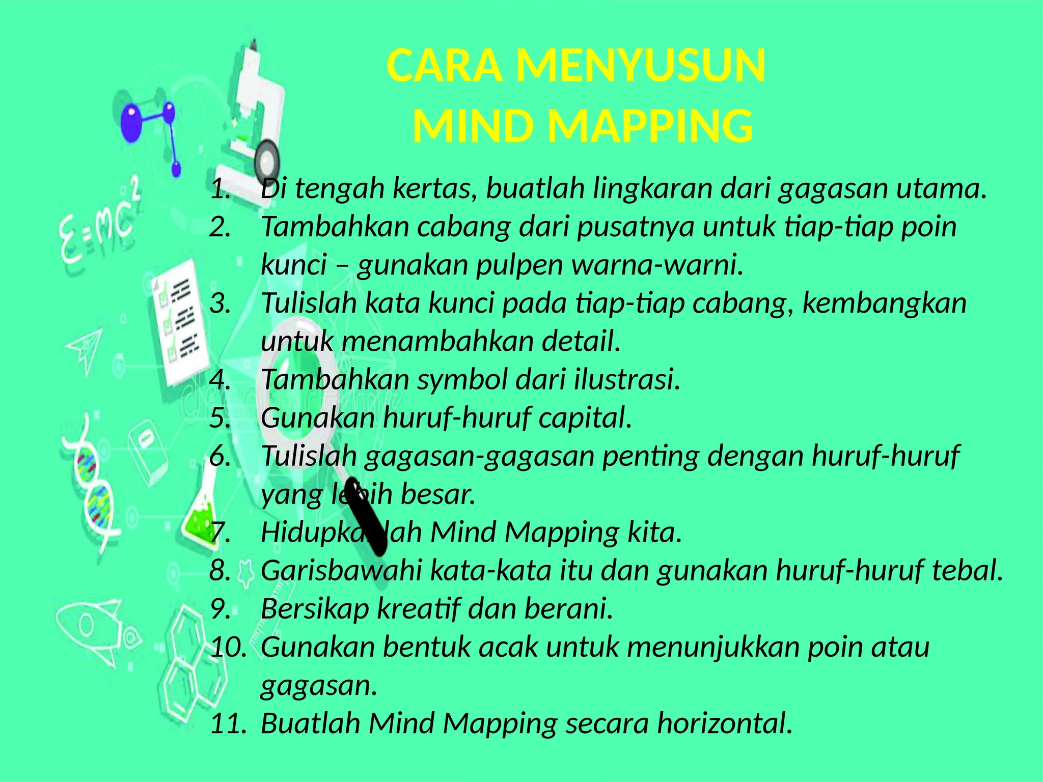 2. MIND MAPPING.Mind Mapping atau peta konsep adalah metode untuk mengorganisasikan informasi ...