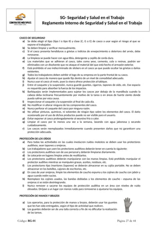 REGLAMENTO INTERNO DE SEGUIRIDAD Y SALUD EN EL TRABAJO | DOCX