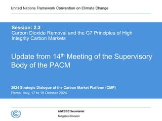 9th Strategic Dialogue of the Carbon Market Platform - Phillip Eyre | PPT