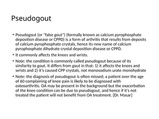 Crystal Arthropathy PowerPoint in rheumatology | PPTX