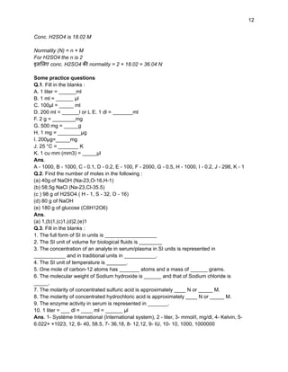 SOME BASIC CONCEPTS OF BIOCHEMISTRY (Lesson - 2: Units of measurement ...