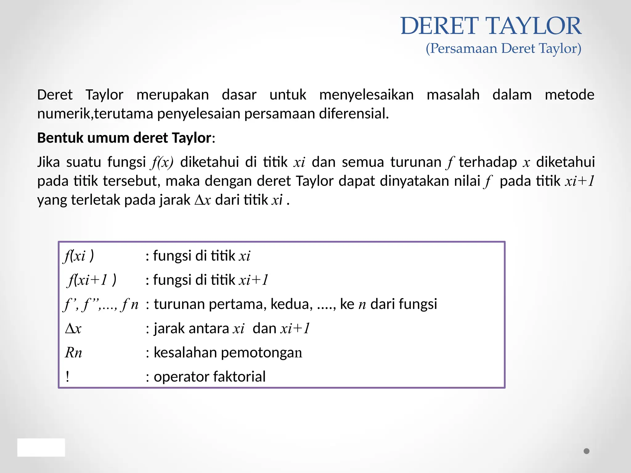Deret Taylor dan analisis galat power point | PPTX