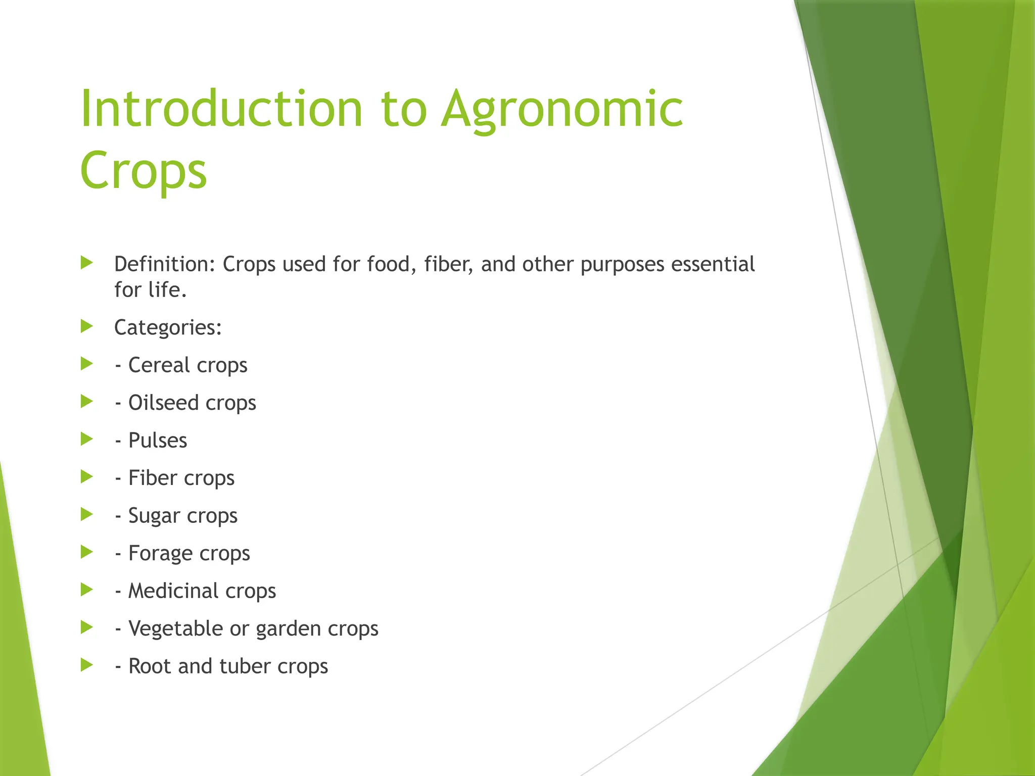 2.Agronomic Crops. Their types and uses. | PPTX