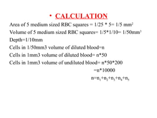 Determination of RBC count Proforma PPT for MBBS BDS first year ...