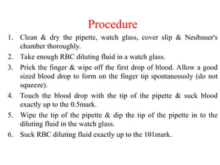 Determination of RBC count Proforma PPT for MBBS BDS first year ...