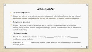 Agencies of Education: School as an Agency of Education | PPTX