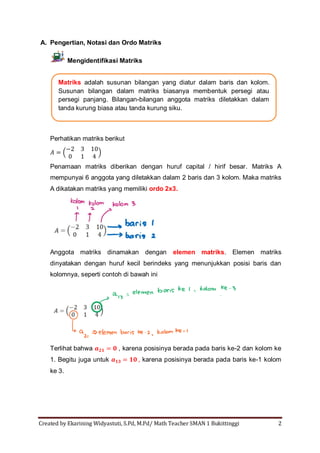 2.1. Konsep Matriks Kelas XI SMAN 1 Bukittinggi | PDF