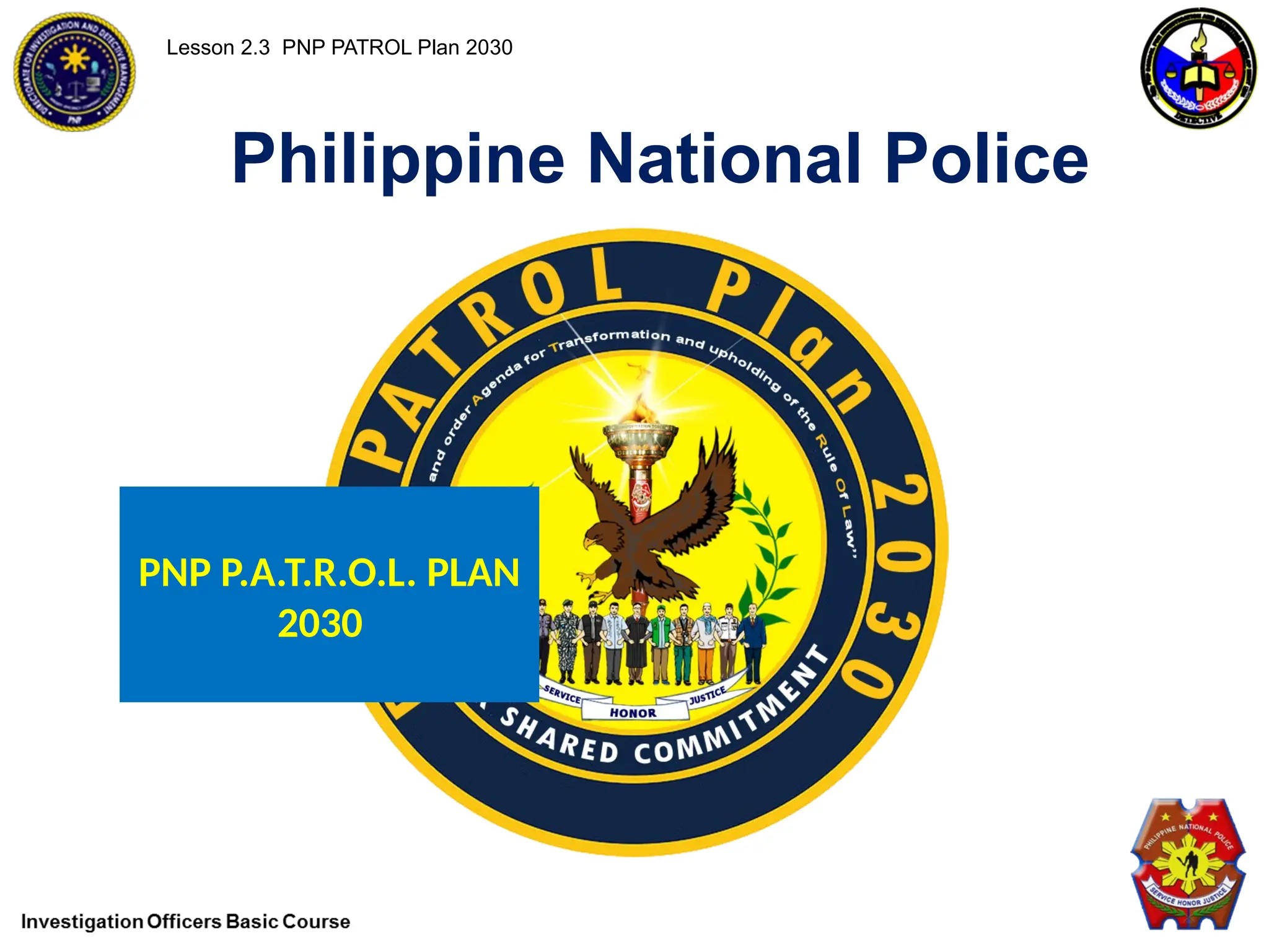 Patrol Plan 2030 for the Investigation Officers Course | PPTX